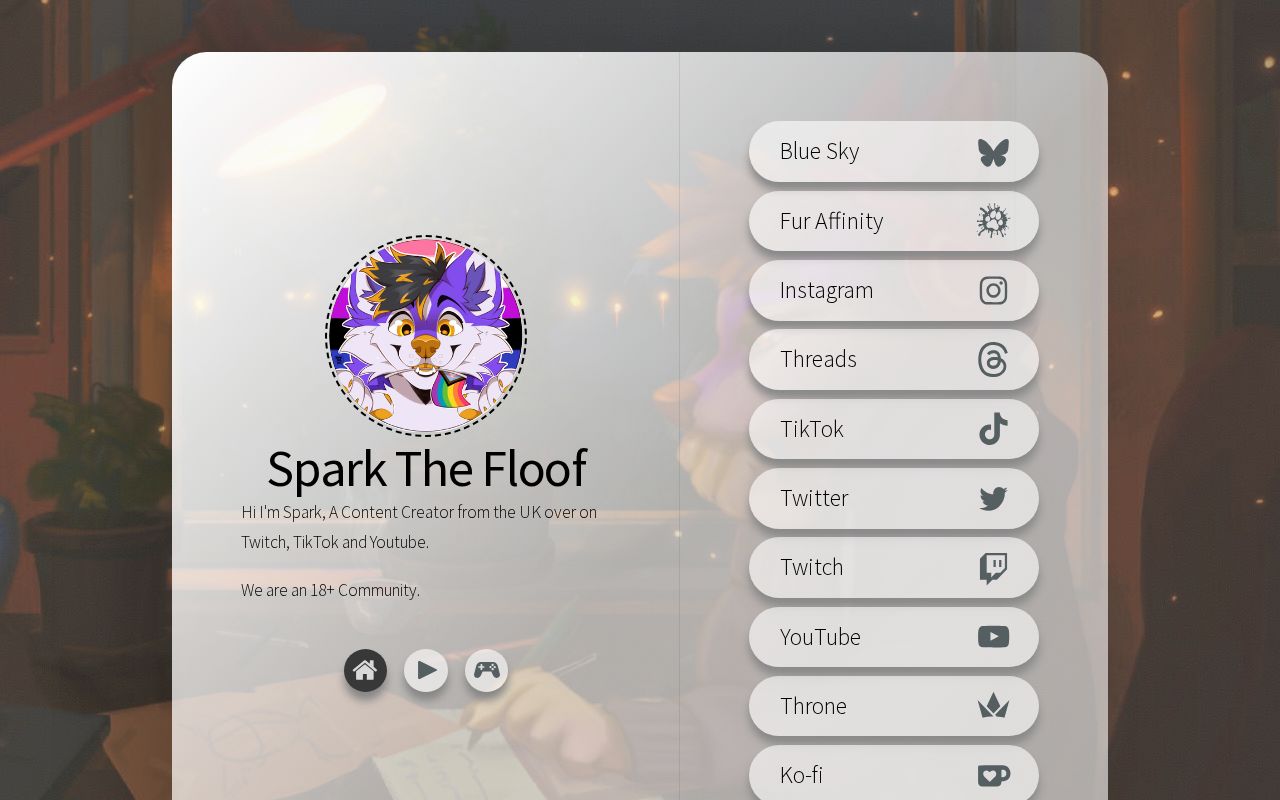 SparkTheFloof Socials Home Page